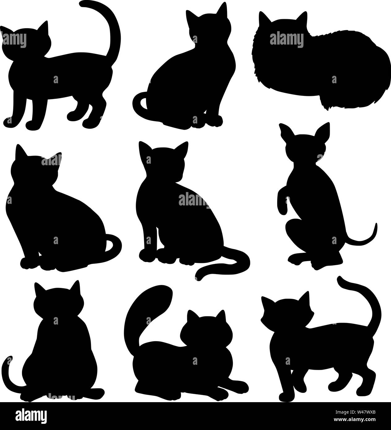 House Cat Silhouettes Feline Vector image Stock Vector Image & Art - Alamy