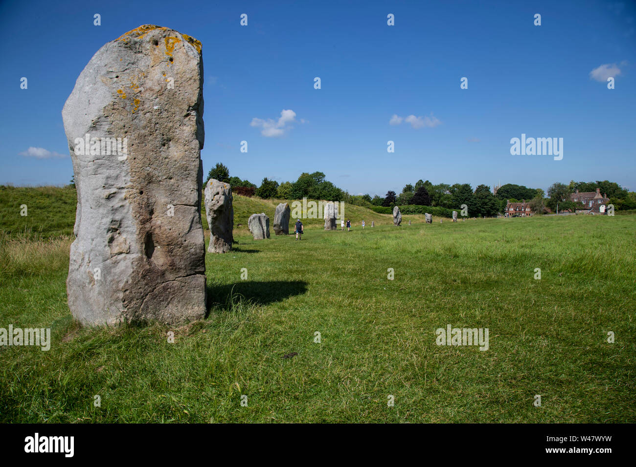 Standing stones in the neolithic henge stone circle at avebury hi-res ...