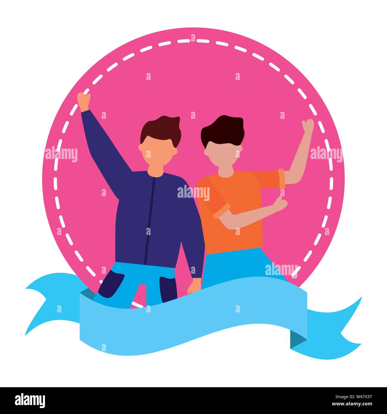 celebrating men young happy characters sticker Stock Vector Image & Art ...