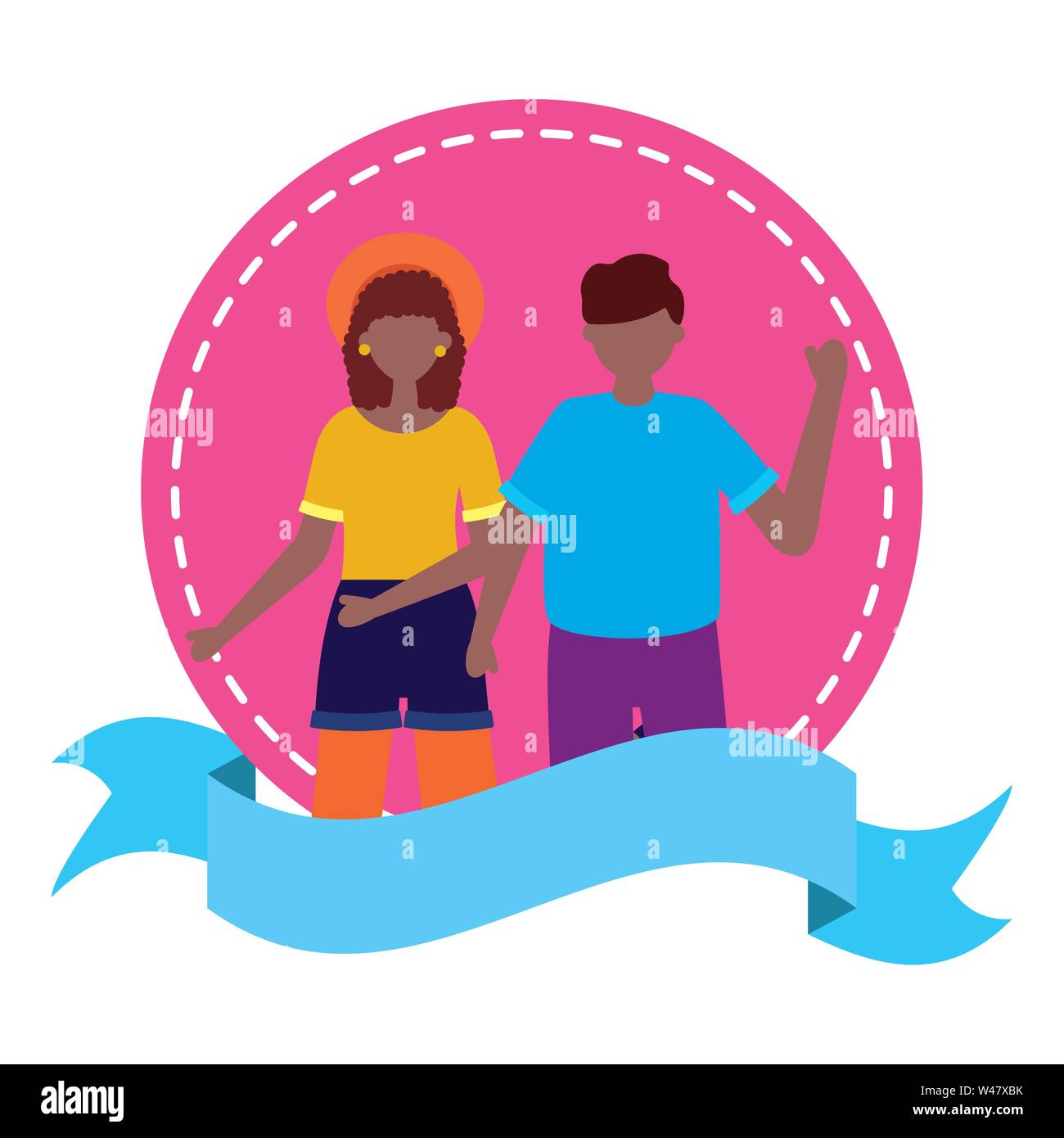 celebrating man and woman sticker Stock Vector Image & Art - Alamy