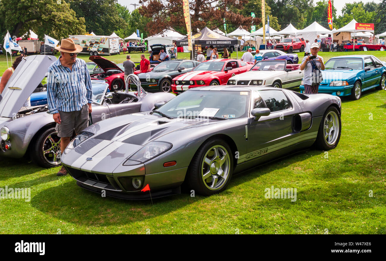 A Ford GT being looked at by a show attendee at the Pittsburgh Gran ...