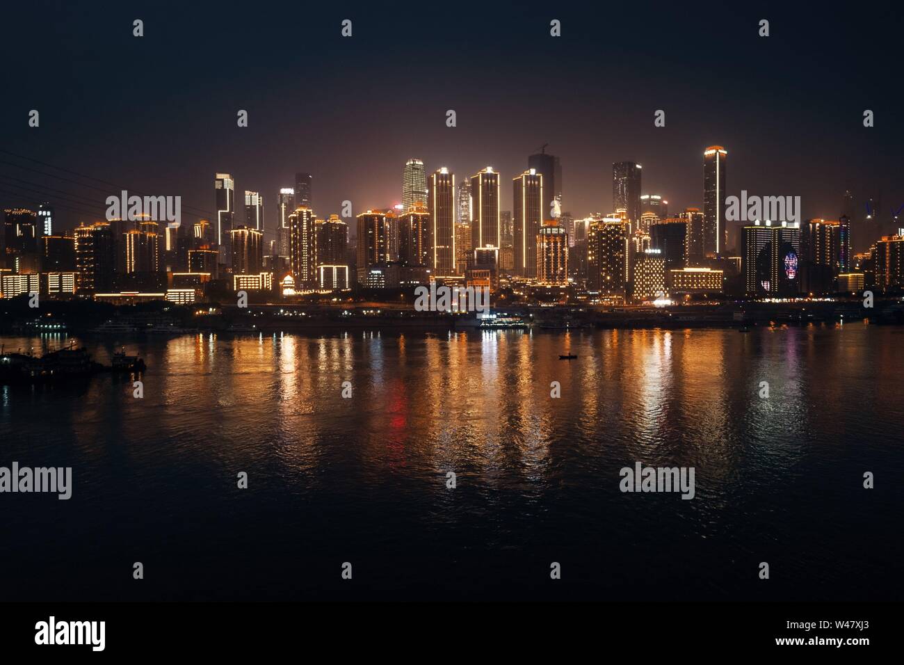 Chongqing urban architecture and city skyline at night in China Stock ...