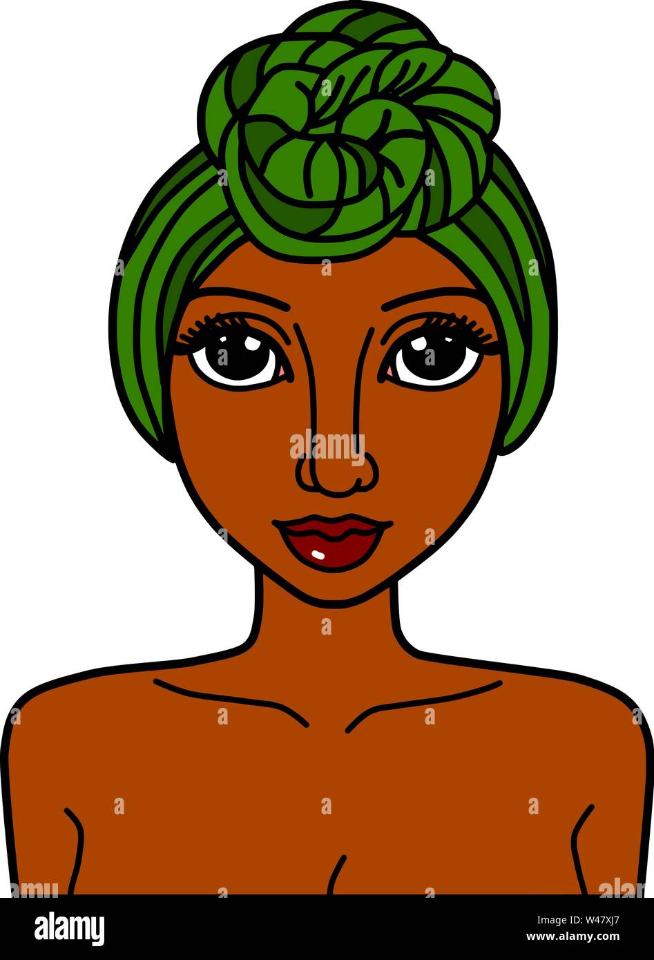 Beautiful black woman with green African head wrap Stock Vector Image ...