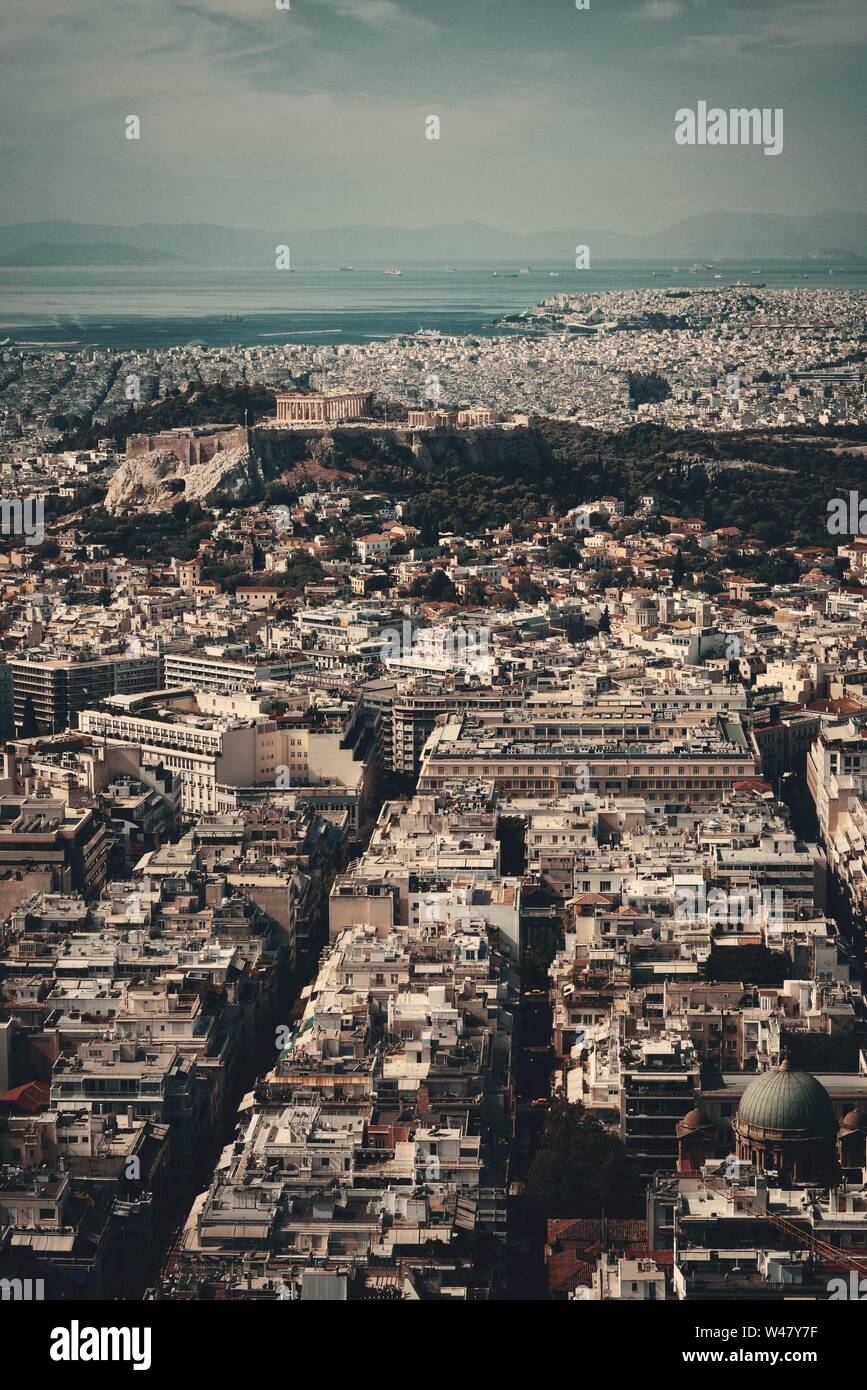 Athens cityscape with Acropolis viewed from above, Greece Stock Photo ...