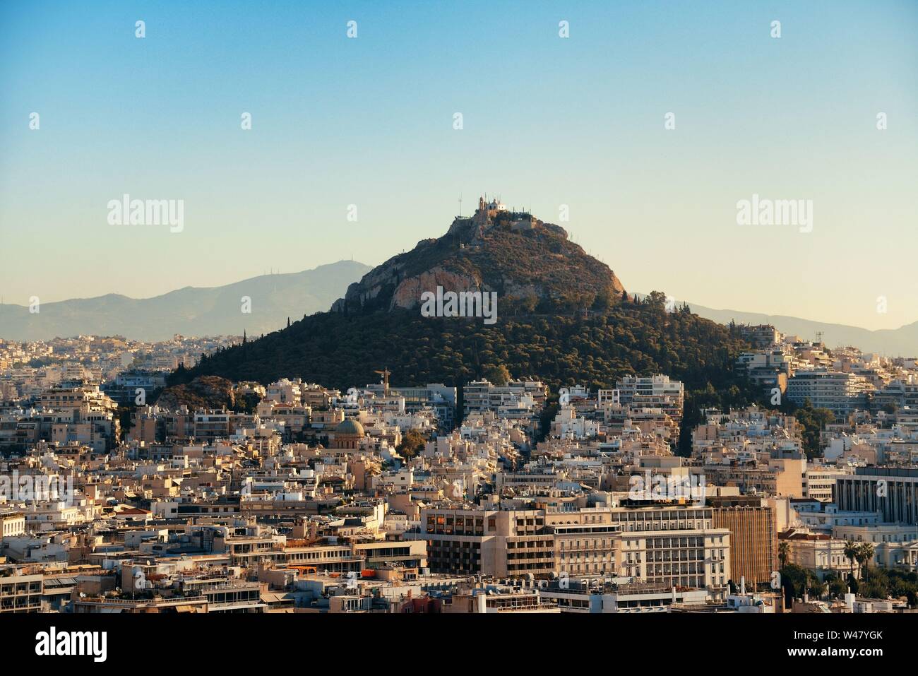 Athens cityscape with Mt Lykavitos viewed from above, Greece Stock ...