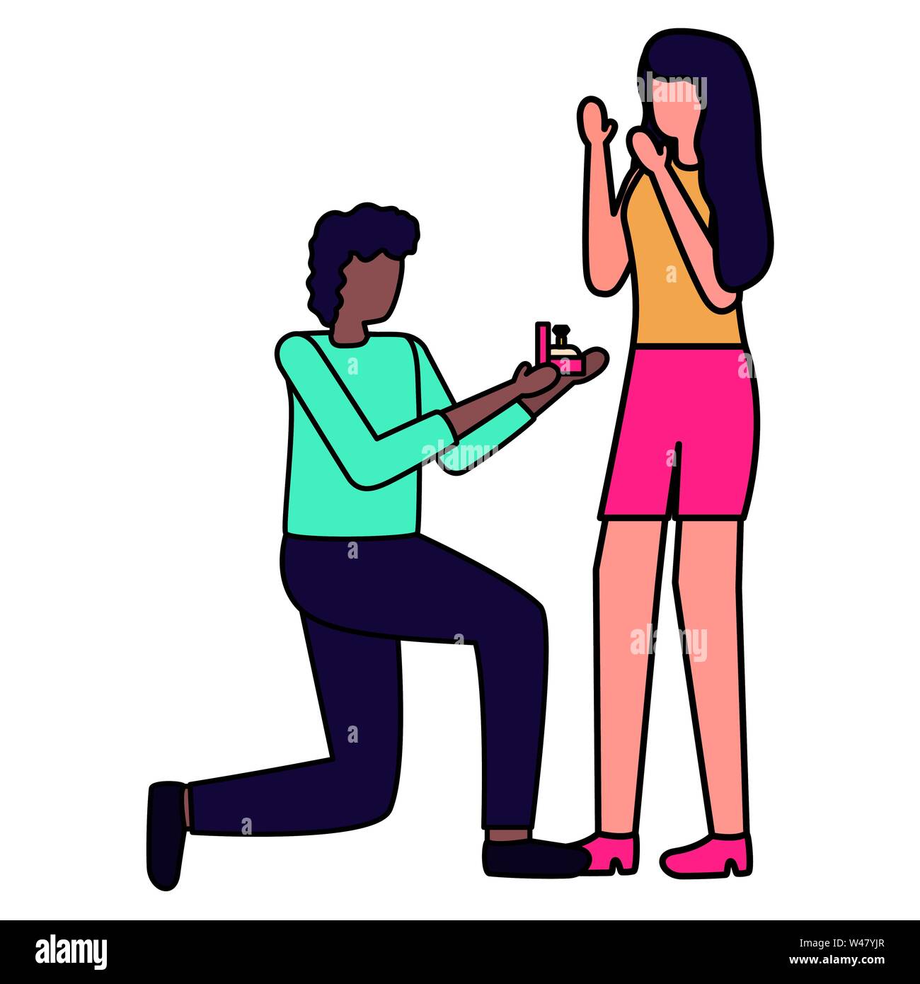 young lovers couple proposing marriage Stock Vector Image & Art - Alamy