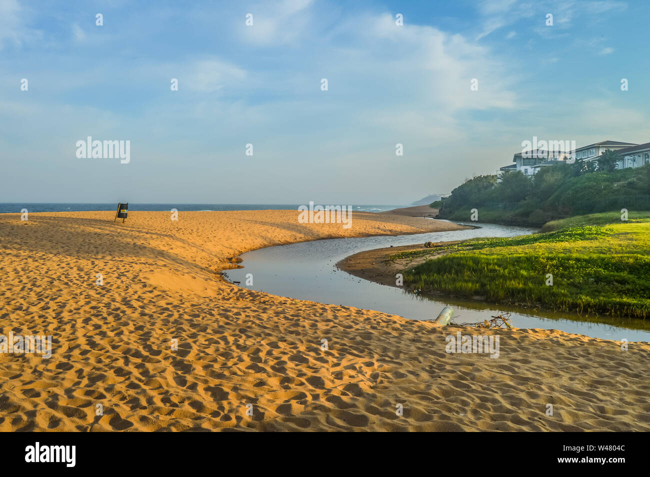 Pictureque Salt rock main beach and a river mouth lagoon in Dolphin ...
