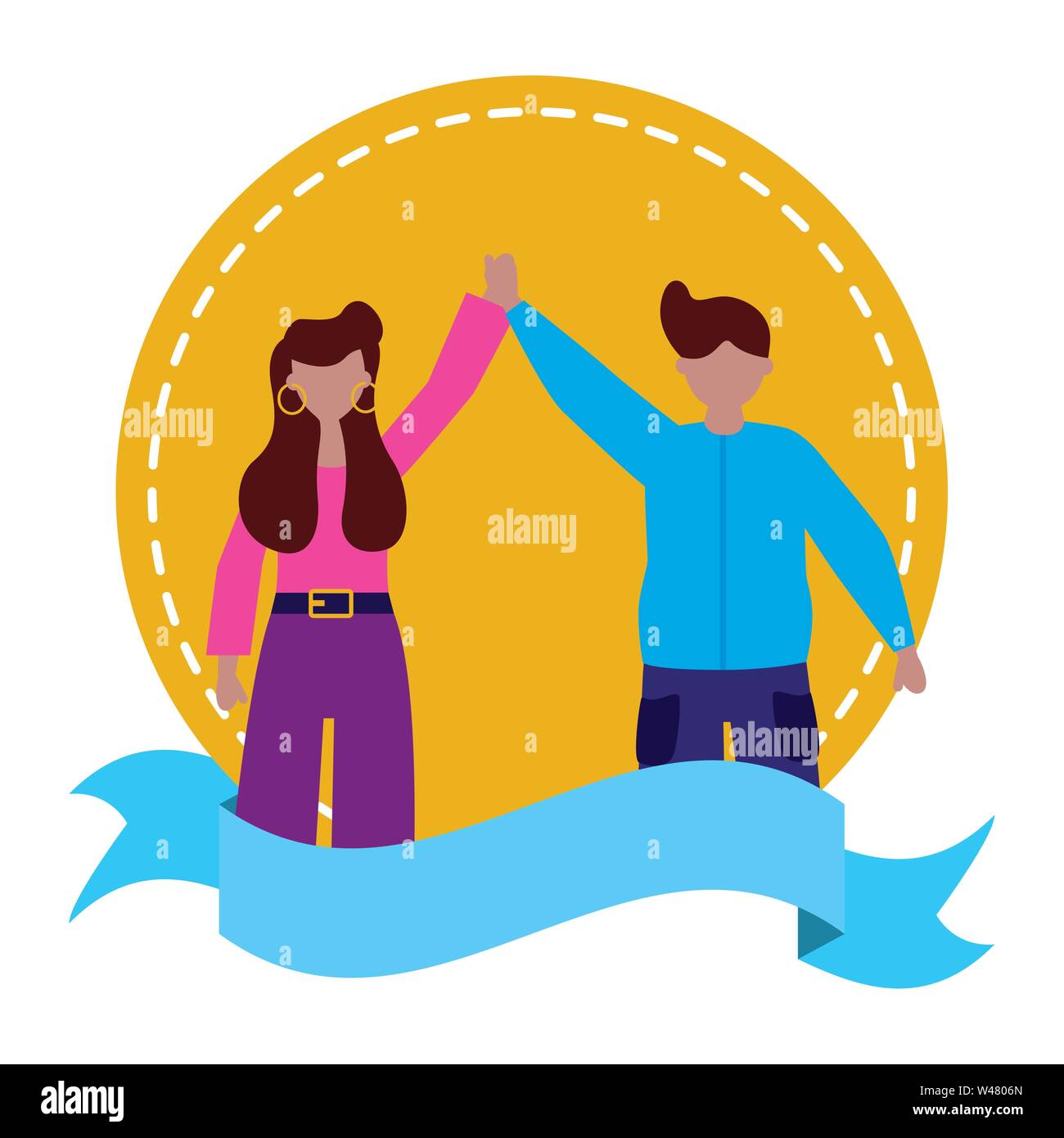 celebrating man and woman sticker Stock Vector Image & Art - Alamy