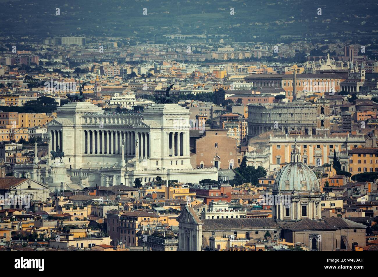Rome city panoramic view from top of St. Peter’s Basilica in Vatican ...