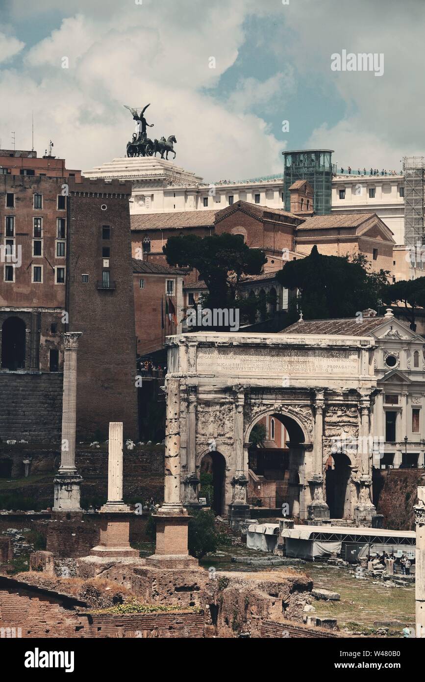 Rome Forum with ruins of historical buildings. Italy Stock Photo - Alamy