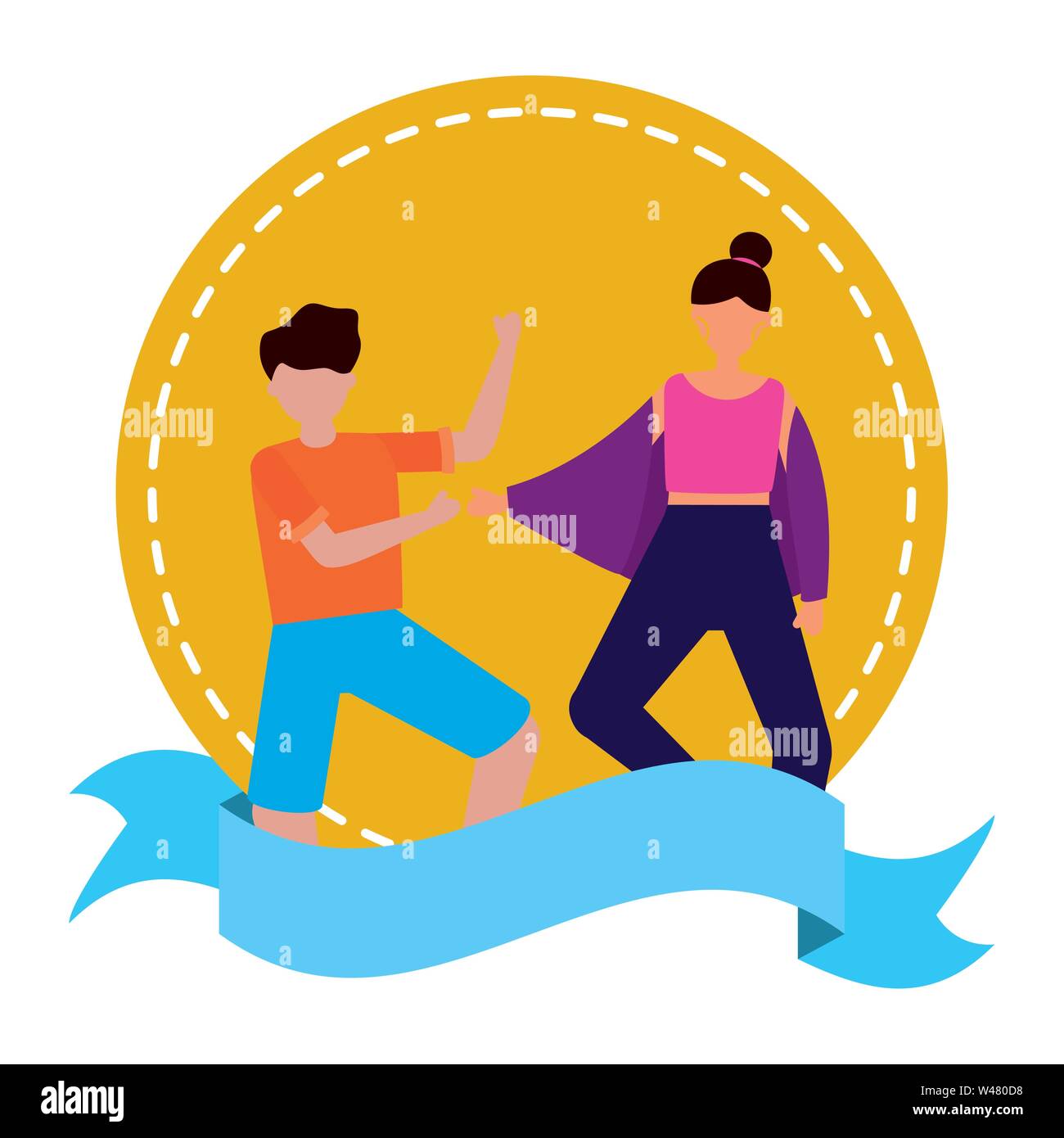 celebrating man and woman sticker Stock Vector Image & Art - Alamy