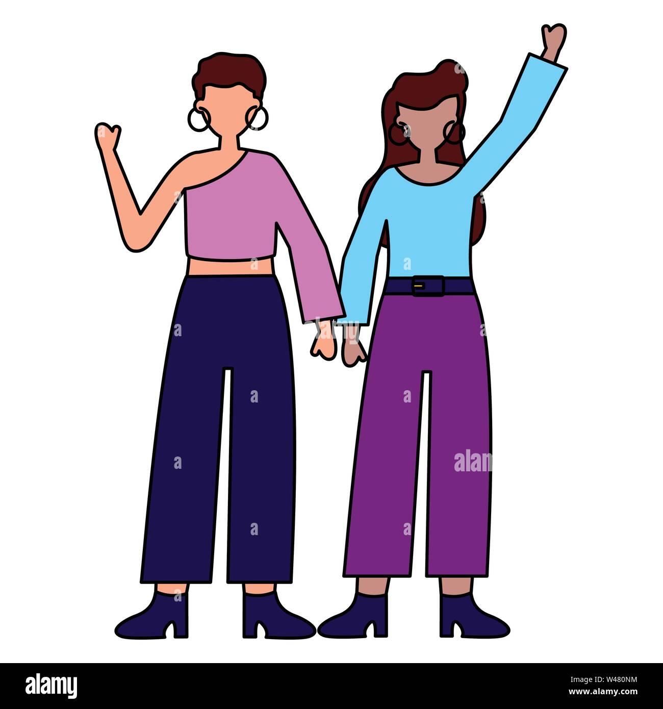 celebrating young women happy characters Stock Vector Image & Art - Alamy