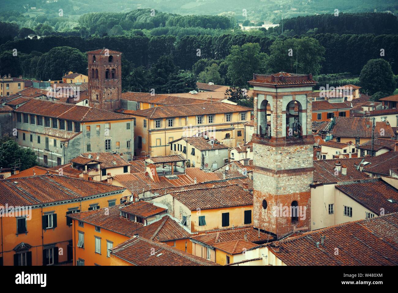 Lucca historic buildings viewed from above in Italy Stock Photo - Alamy