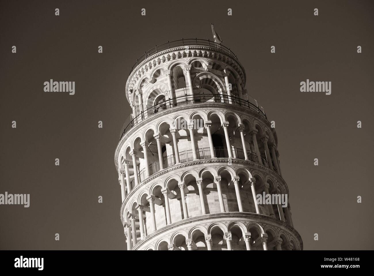Leaning tower closeup view in Pisa, Italy as the worldwide known ...