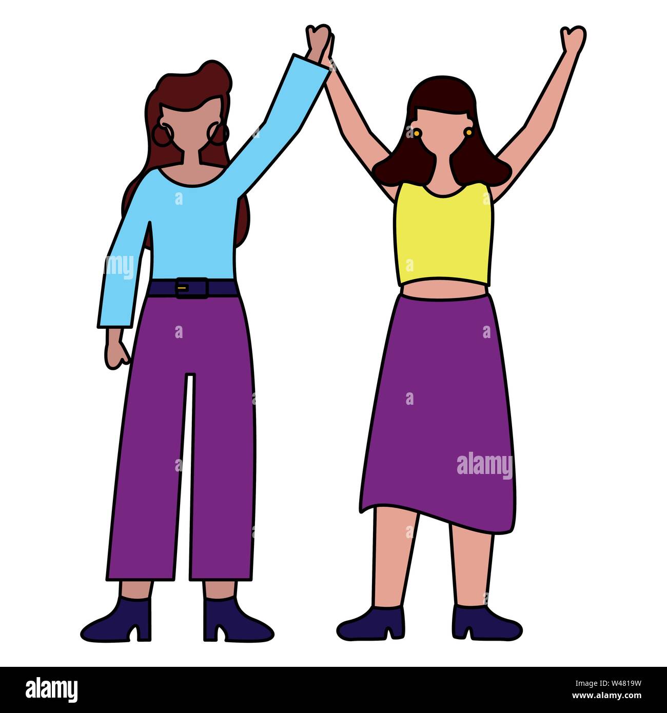 celebrating young women happy characters Stock Vector Image & Art - Alamy