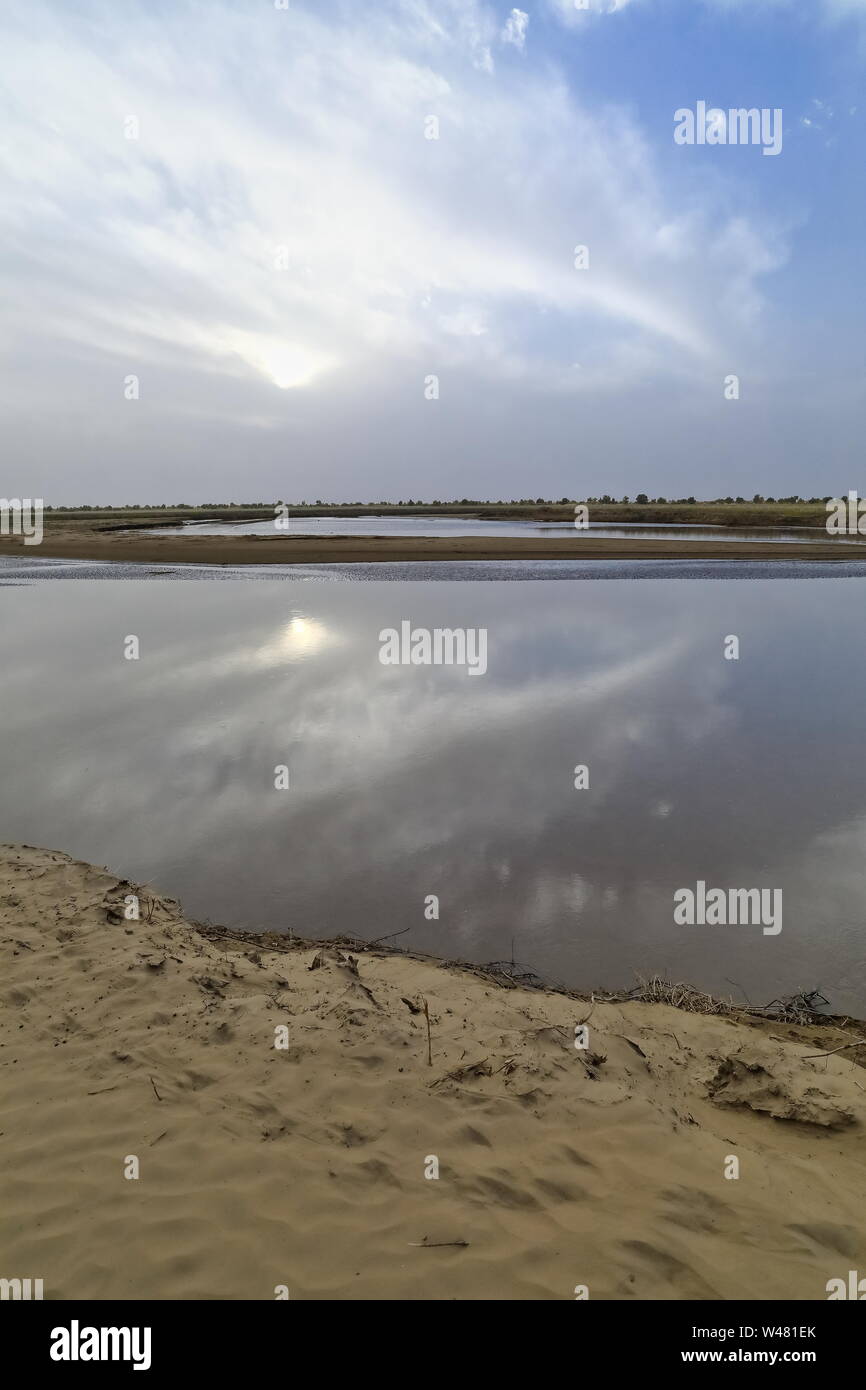 Keriya River flowing N.into the TaklaMakan desert. Xinjiang Uyghur ...
