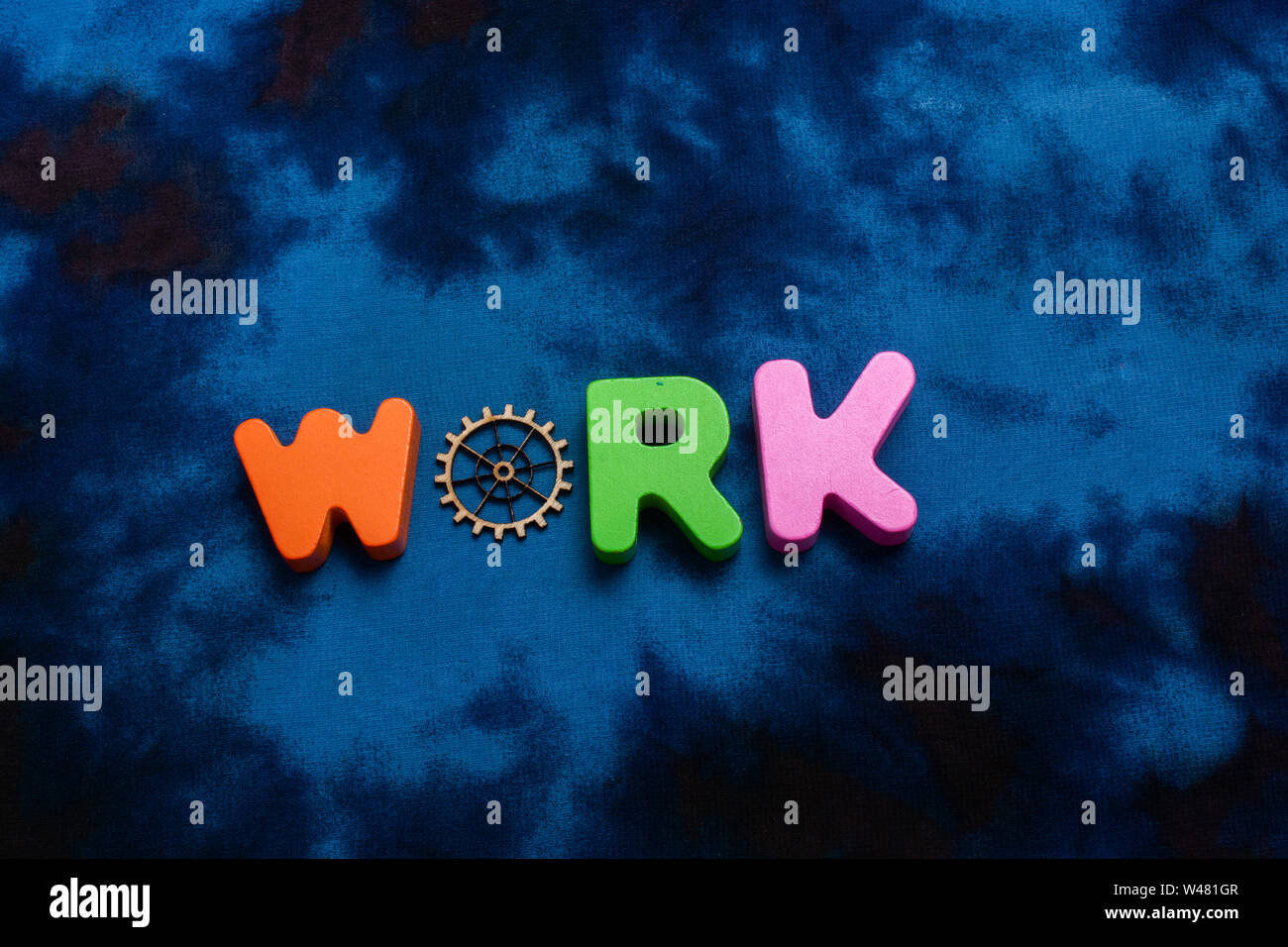 Work wording and wooden cogwheels as industry mechanism concept Stock ...