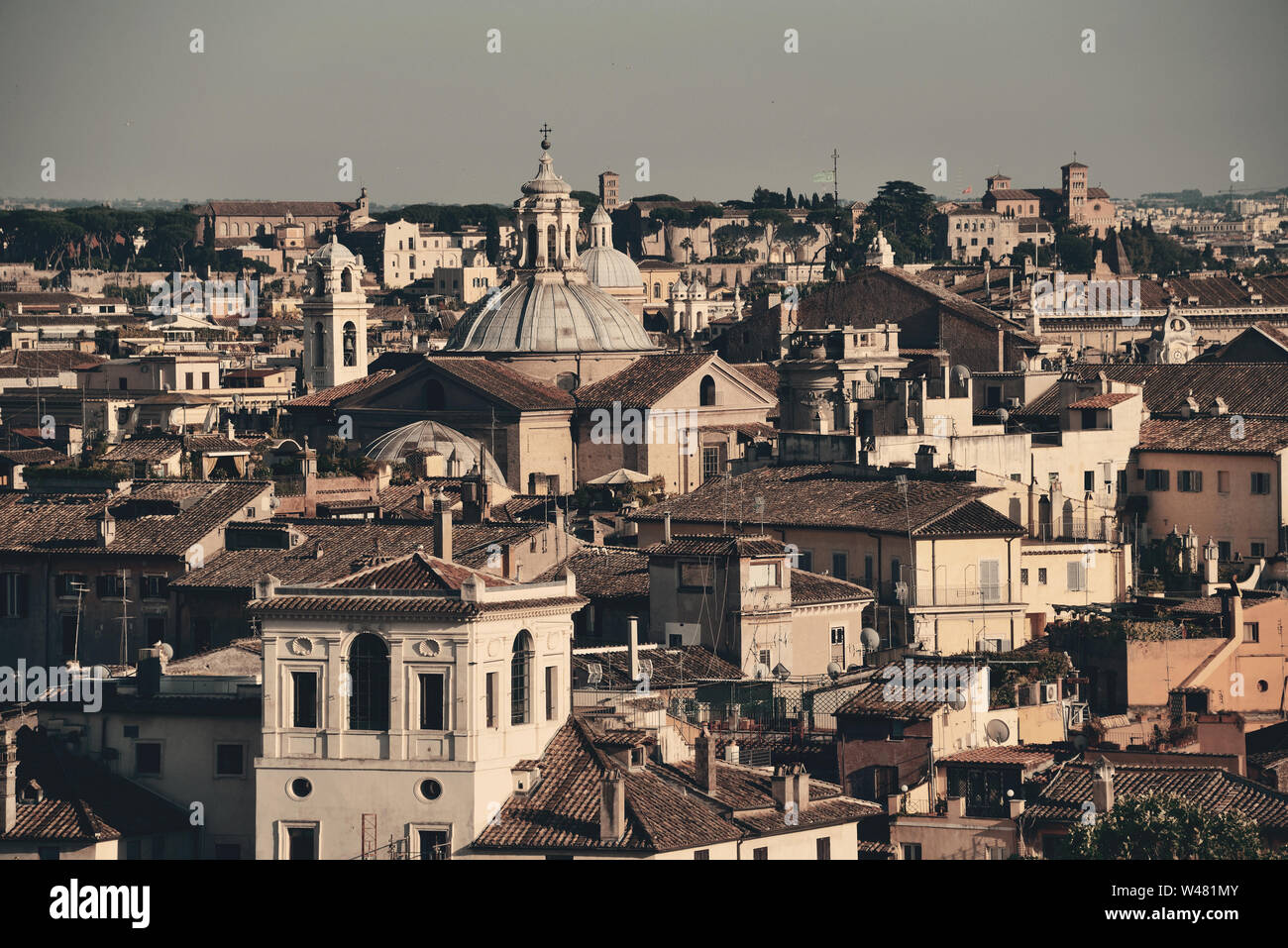 Rome rooftop view with ancient architecture in Italy Stock Photo - Alamy