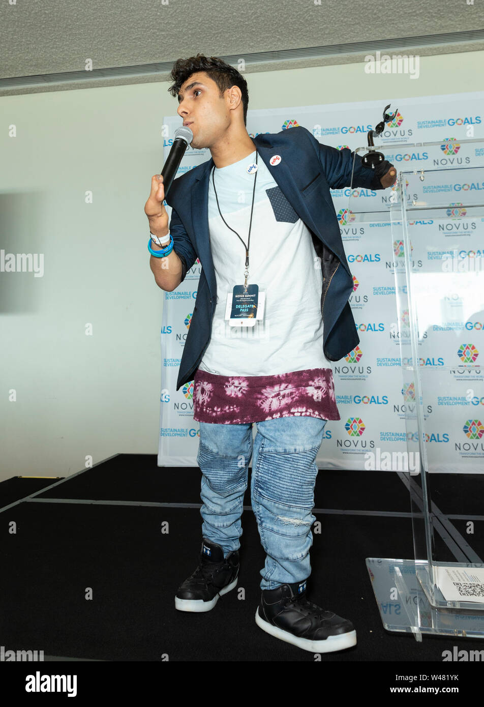 New York, NY - July 20, 2019: Singer Emmanuel Kelly performs during ...