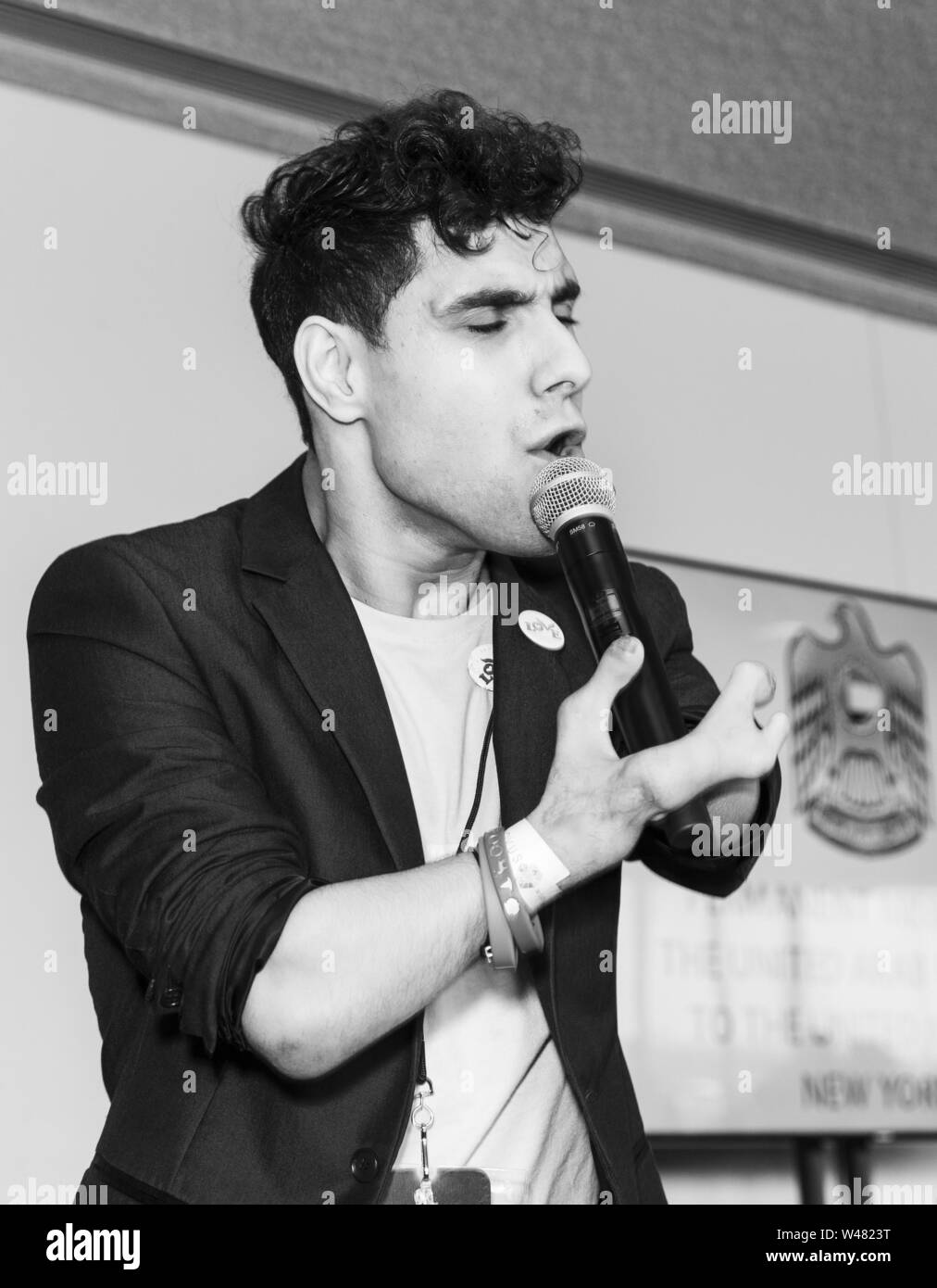 New York, NY - July 20, 2019: Singer Emmanuel Kelly performs during ...