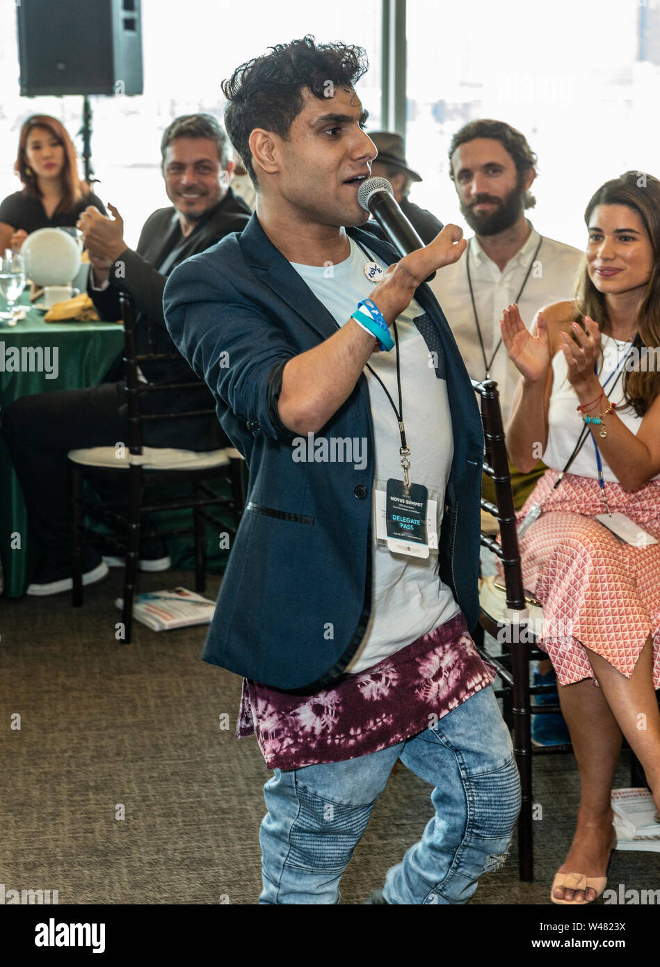 New York, NY - July 20, 2019: Singer Emmanuel Kelly performs during ...