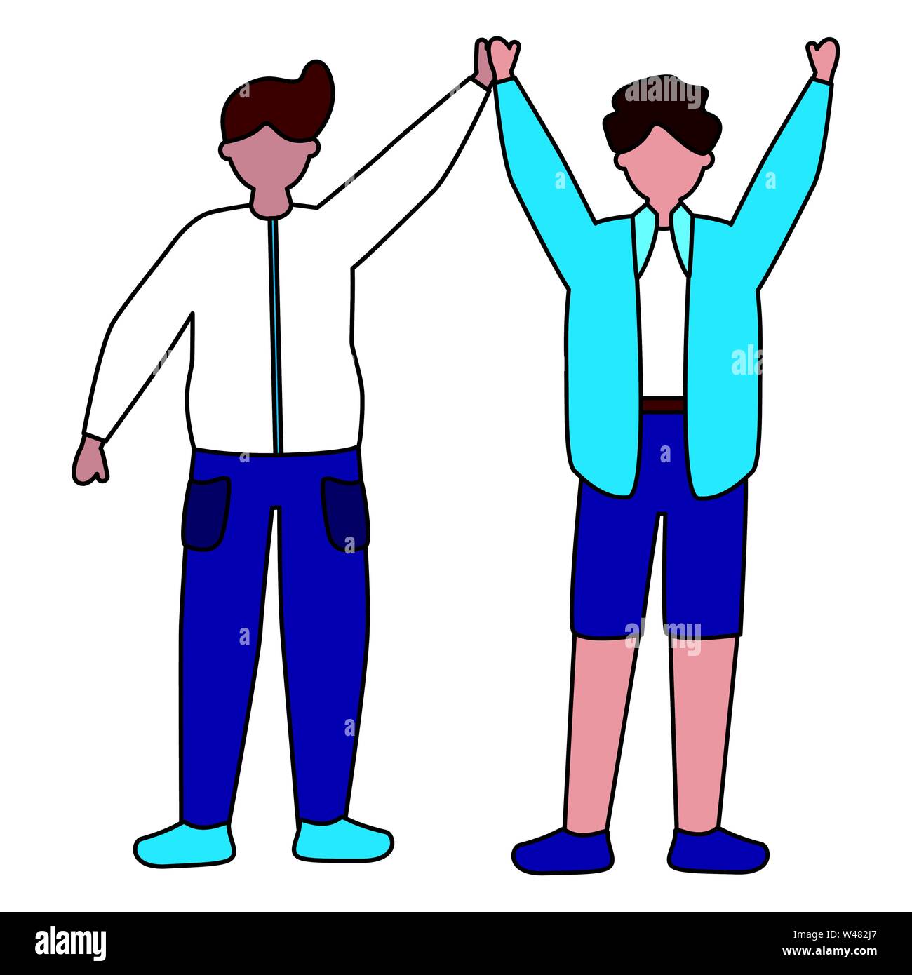 celebrating men hands up characters Stock Vector Image & Art - Alamy