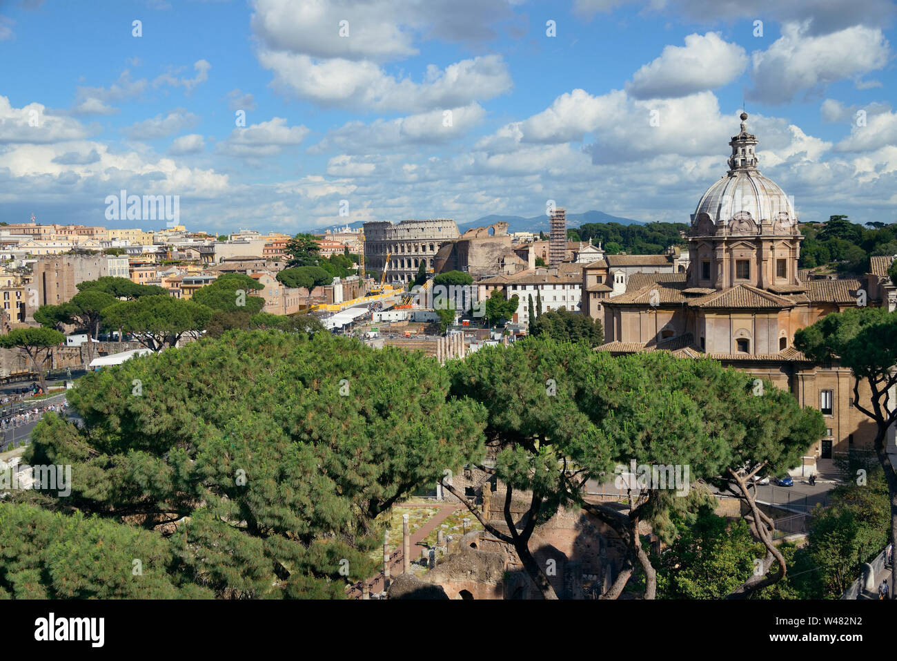 Rome rooftop view with ancient architecture in Italy Stock Photo - Alamy