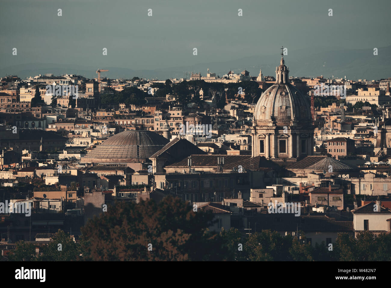 Rome rooftop view with ancient architecture in Italy Stock Photo - Alamy