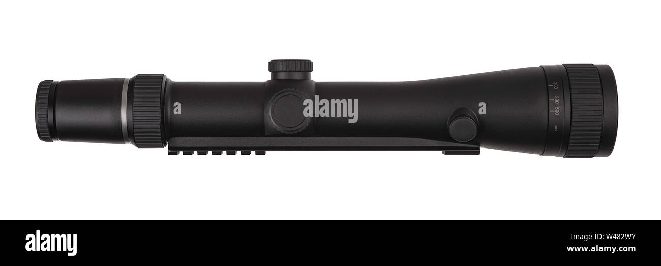 modern black optical scope for weapon isolated on white. sight scope ...