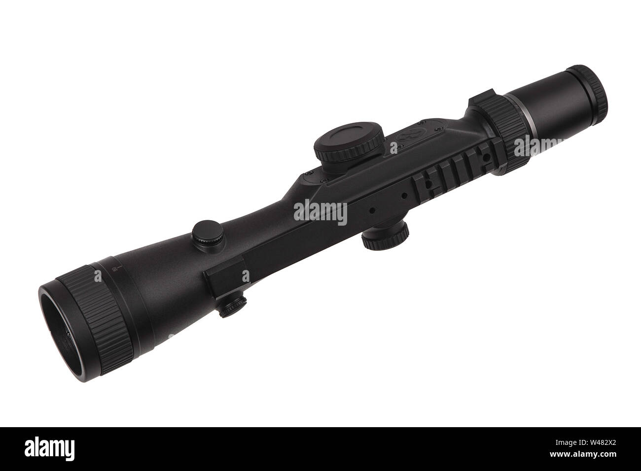 modern black optical scope for weapon isolated on white. sight scope ...