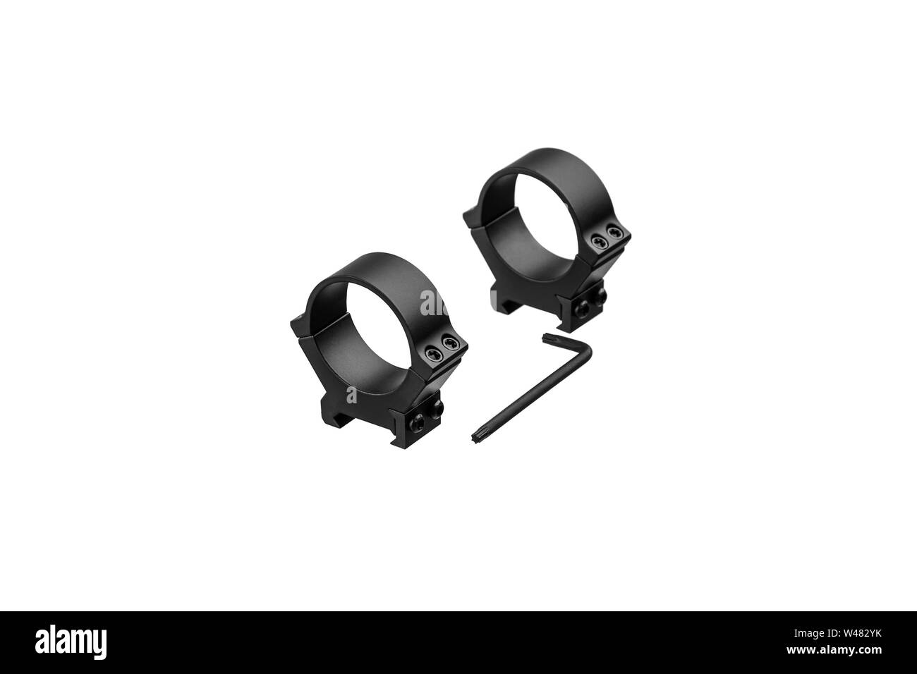 Quick disconnect mount made for holding a scope on a rifle isolated on ...