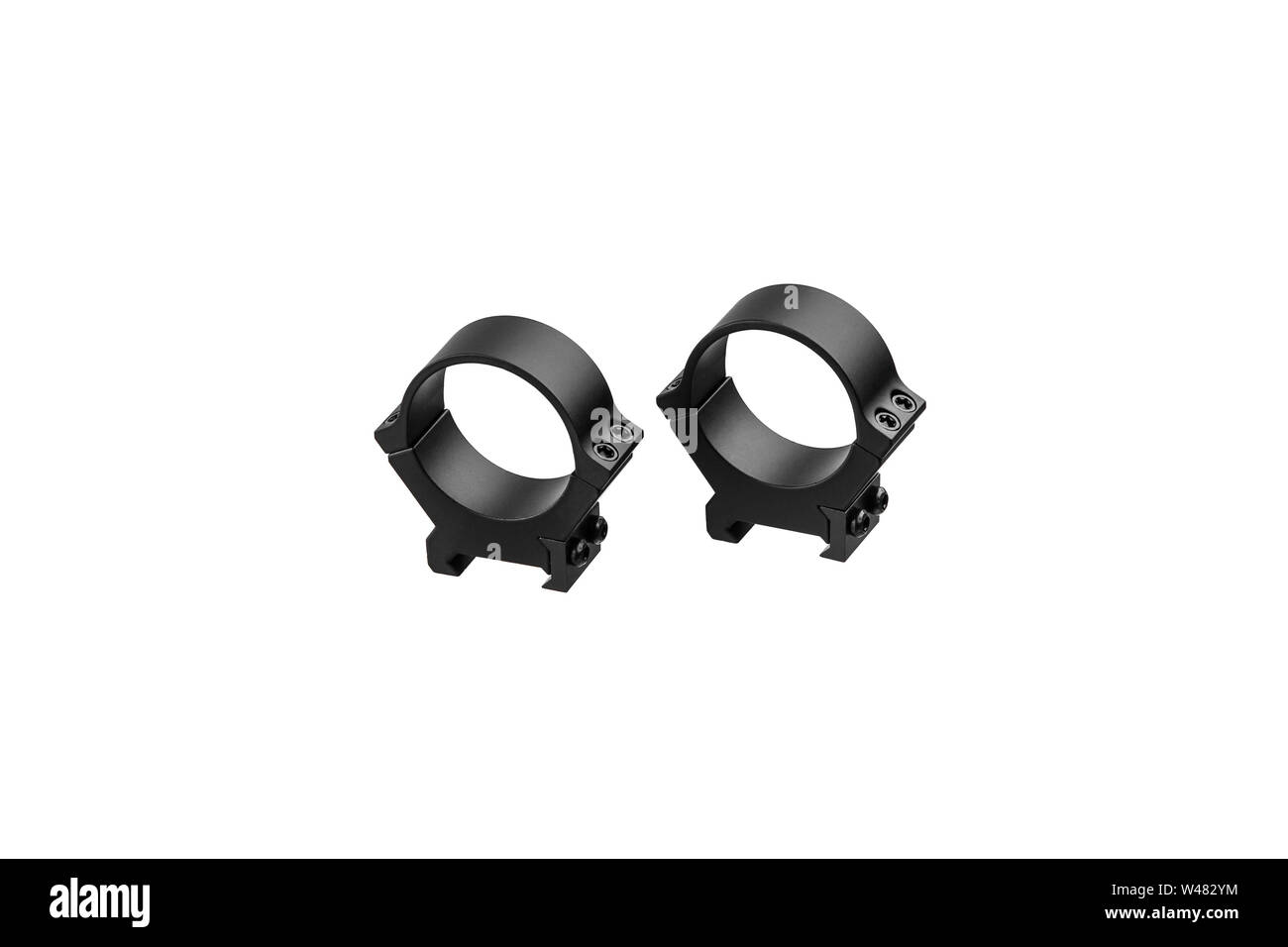 Quick disconnect mount made for holding a scope on a rifle isolated on ...