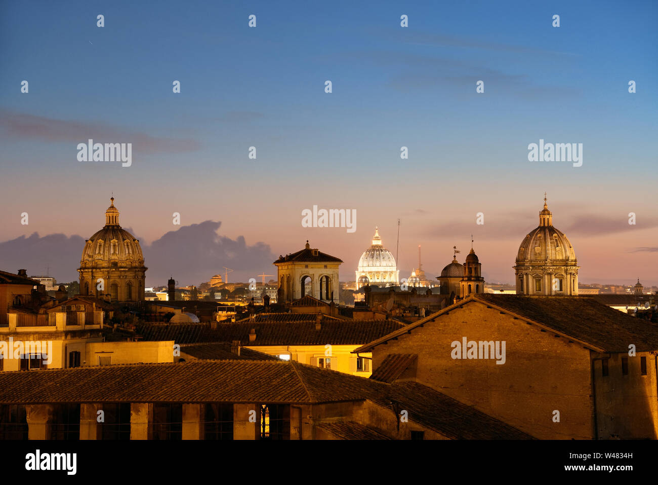 Rome rooftop view with ancient architecture in Italy at sunset Stock ...