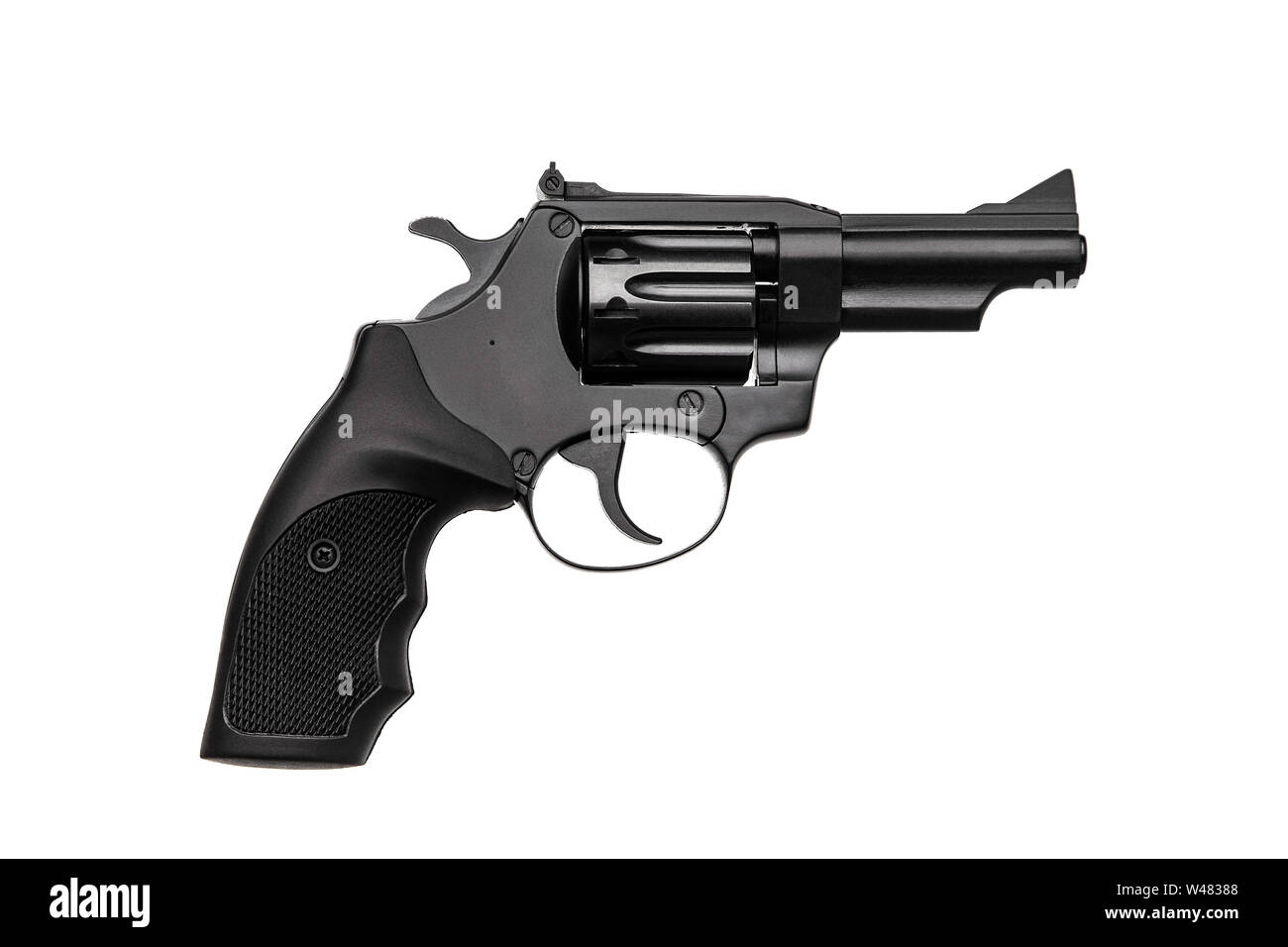 Pistol revolver isolate on white background. Black revolver gun ...