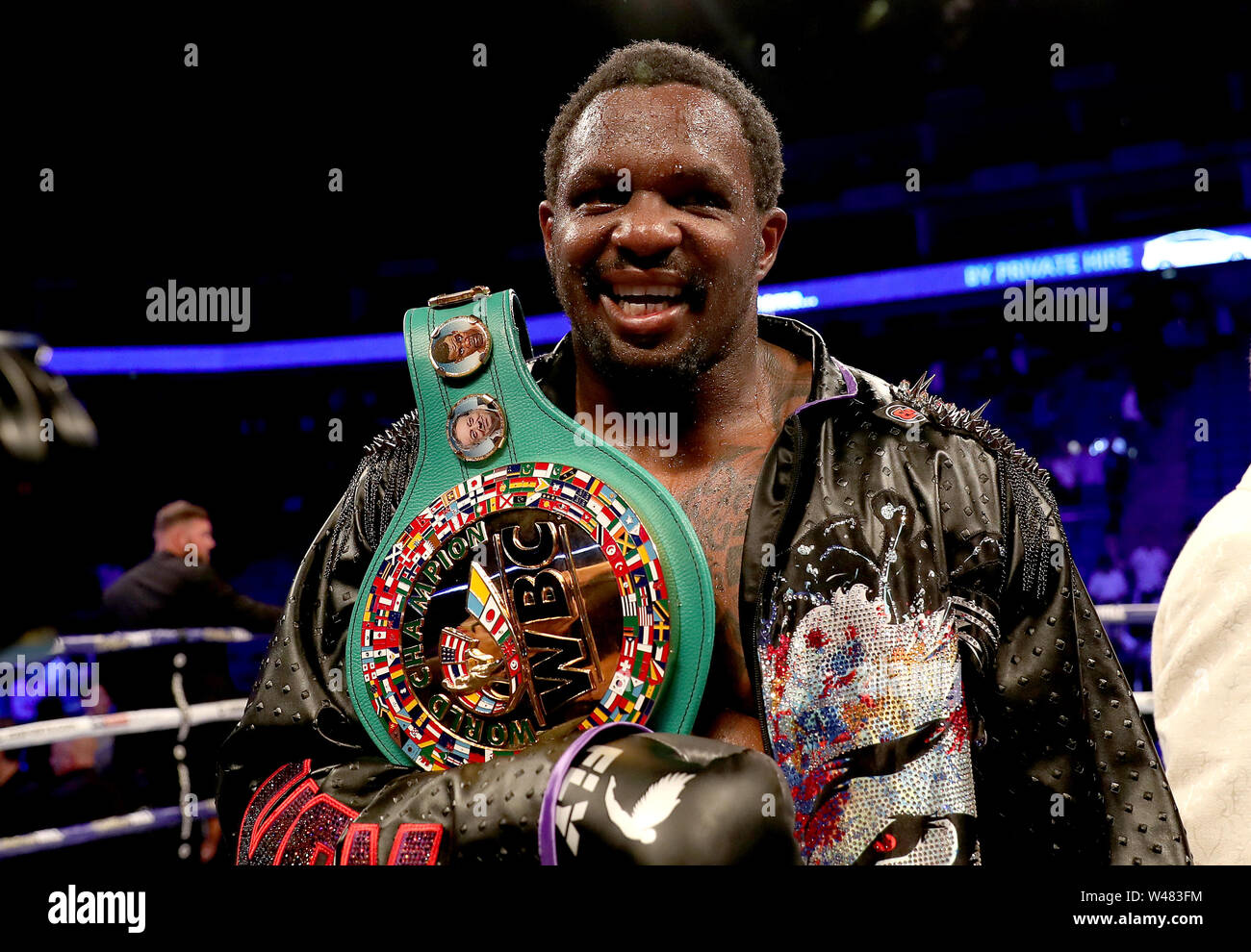 Dillian Whyte celebrates victory after defeating Oscar Rivas on points ...