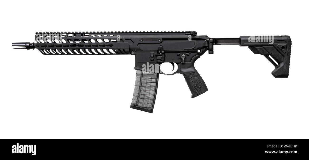 Modern automatic rifle isolated on white background Stock Photo - Alamy