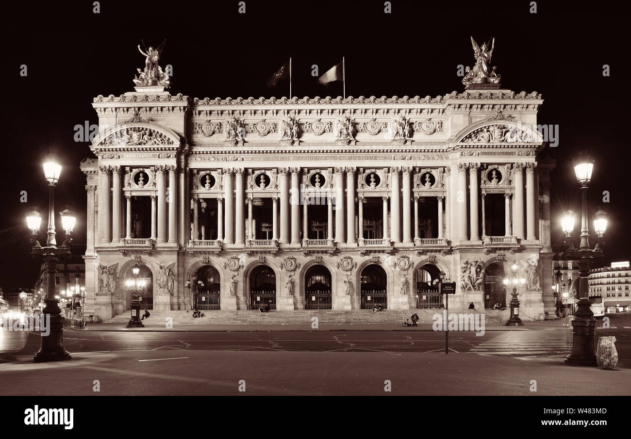 Paris Opera at night as the city famous tourism attraction and landmark ...