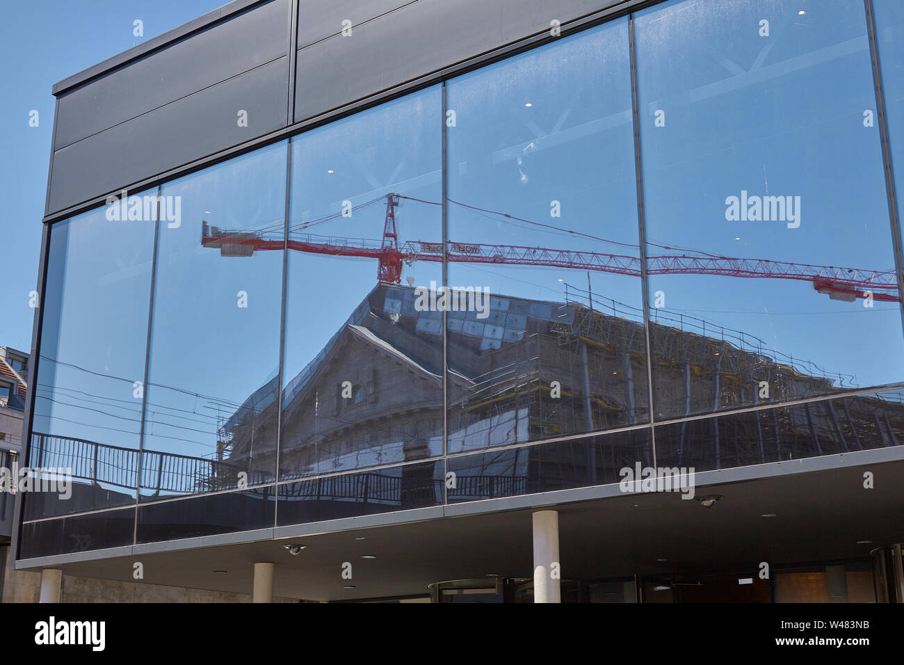 A Berlin crane in a reflection Stock Photo - Alamy