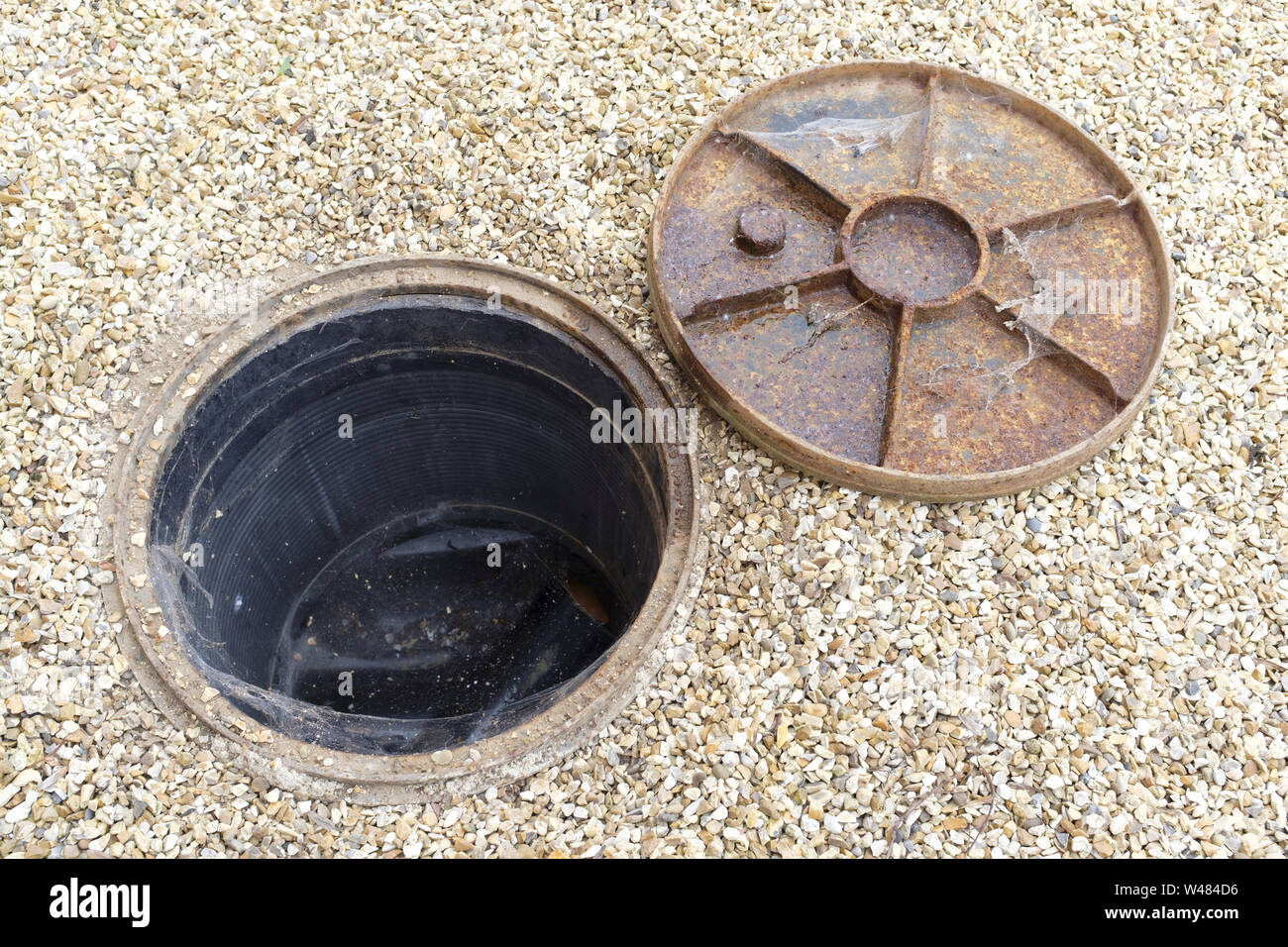 Open inspection chamber or manhole of a sewerage system Stock Photo - Alamy