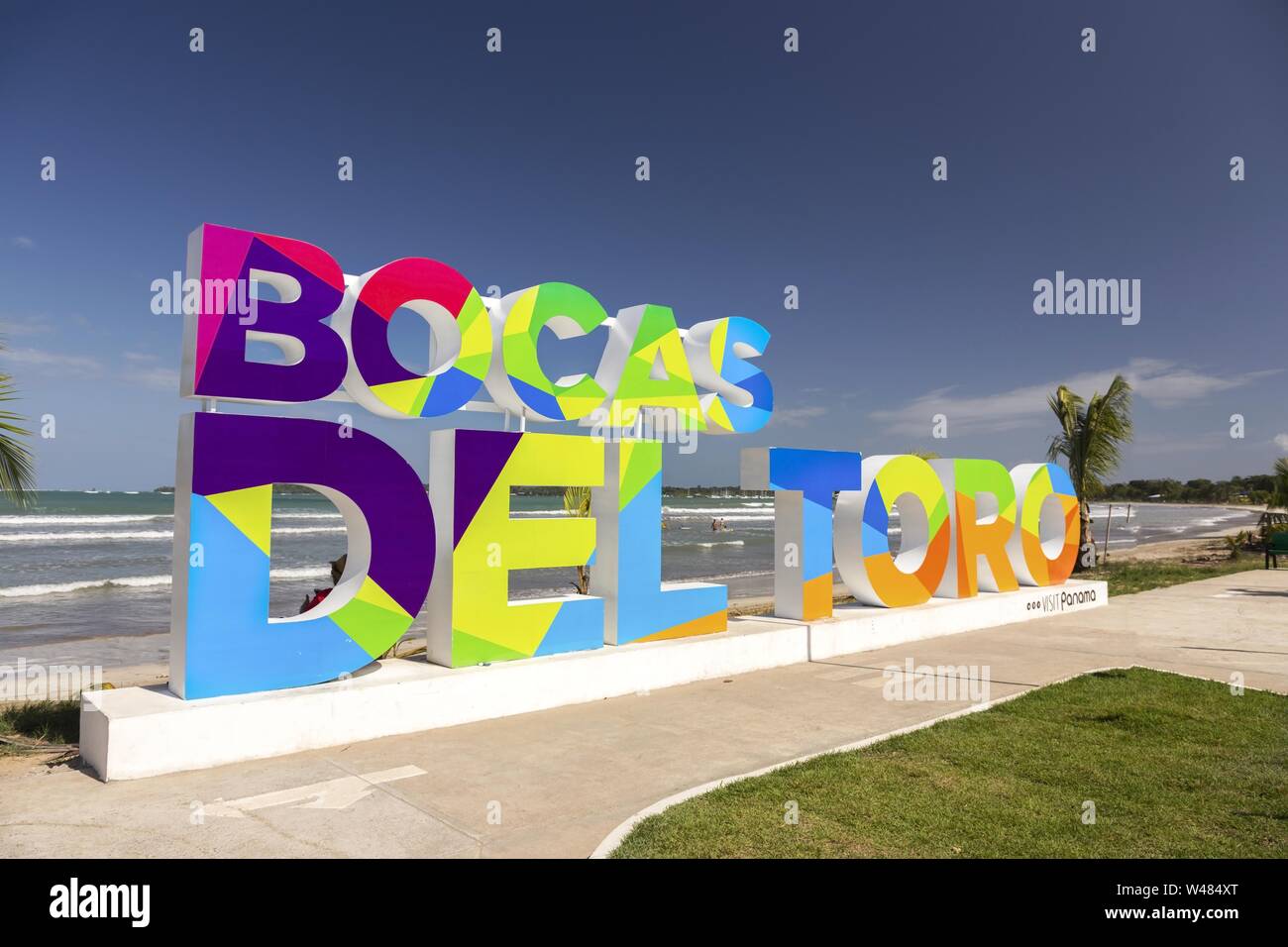 Colorful Large Block Letter Sign at Caribbean Sea Waterfront. Bocas Del ...