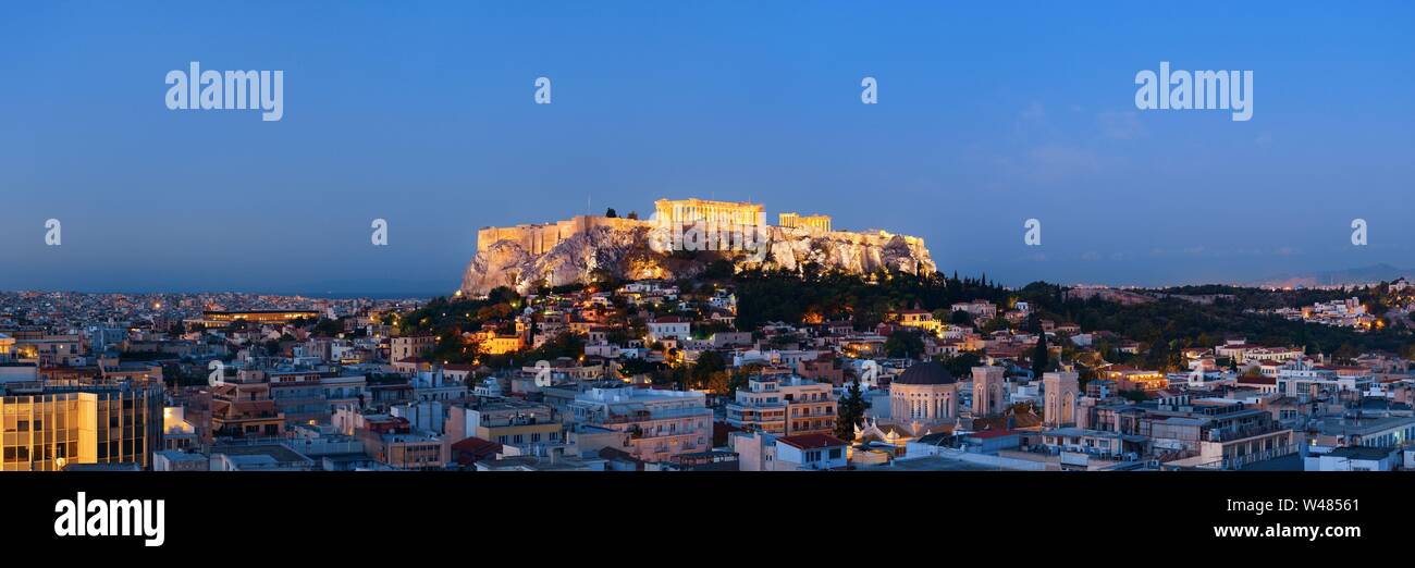 Athens skyline rooftop view at night, Greece Stock Photo - Alamy