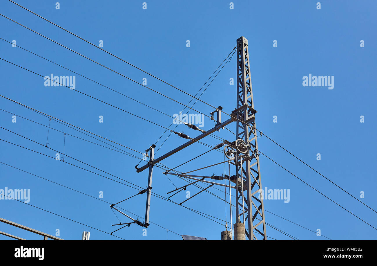 Train power lines Berlin Germany Stock Photo - Alamy