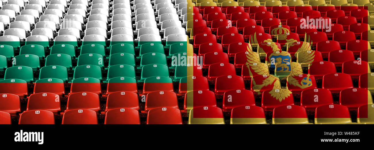 Bulgaria, Montenegro stadium seats concept. European football ...