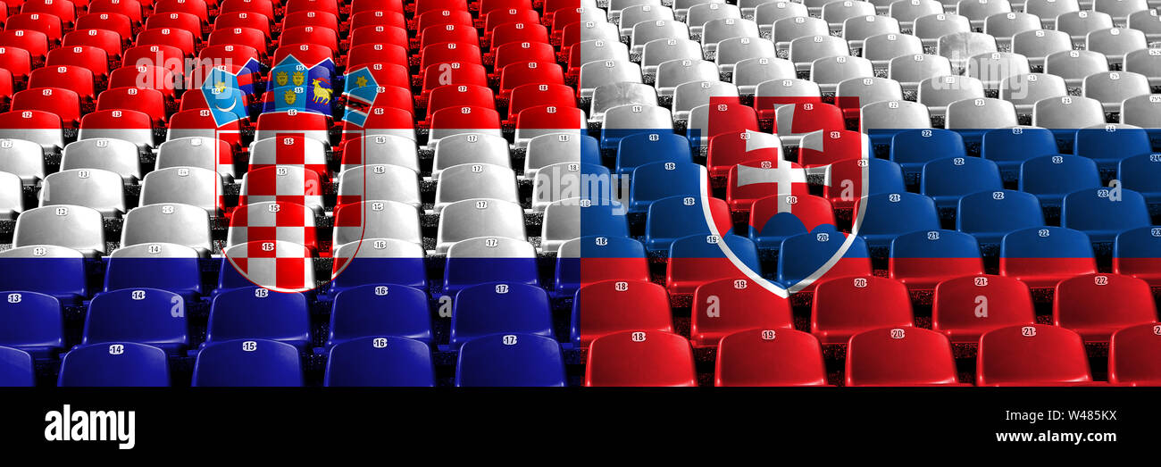 Croatia, Croatian, Slovakia, Slovakian stadium seats concept. European ...