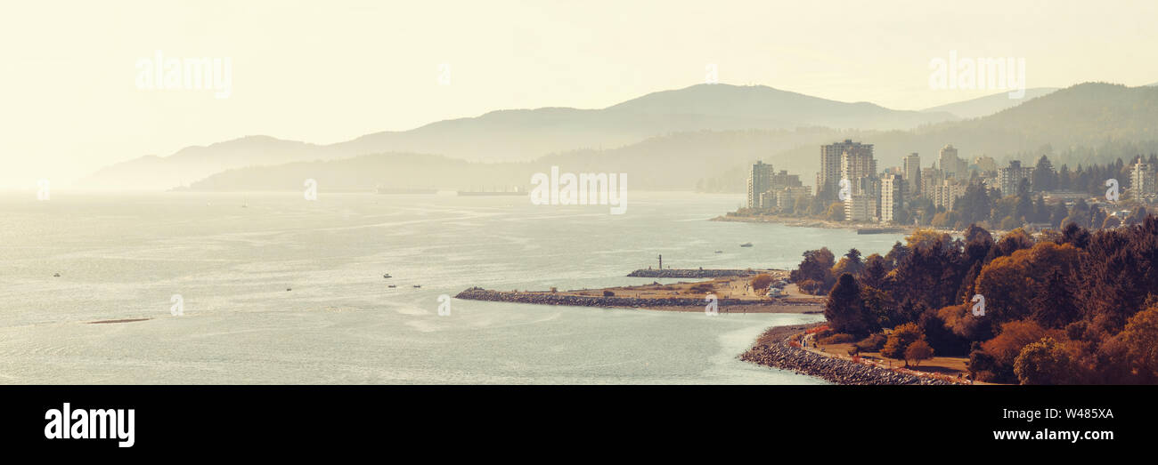 Vancouver city skyline panorama and mountains Stock Photo - Alamy