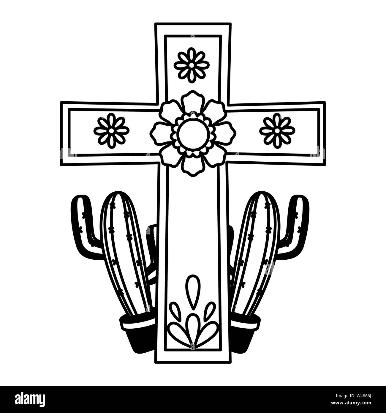 cactus plants with cross religion Stock Vector Image & Art - Alamy