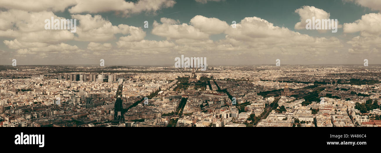 Paris rooftop view panorama with Eiffel Tower and city skyline Stock ...