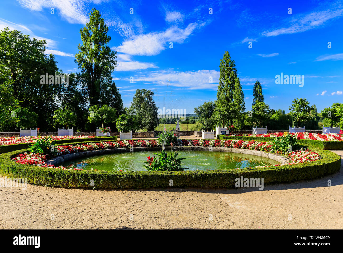 A fountain in the Park of the castle Ussé (Château d'Ussé) is also ...