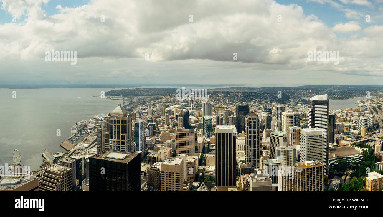 Seattle rooftop panorama view with urban architecture Stock Photo - Alamy