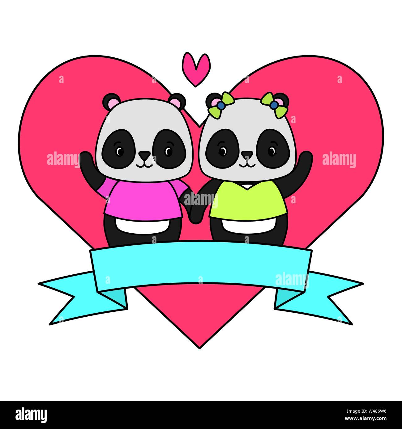 Cute Panda Love Drawings